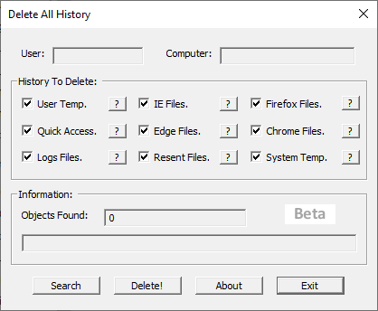 delete all history - Open Port
